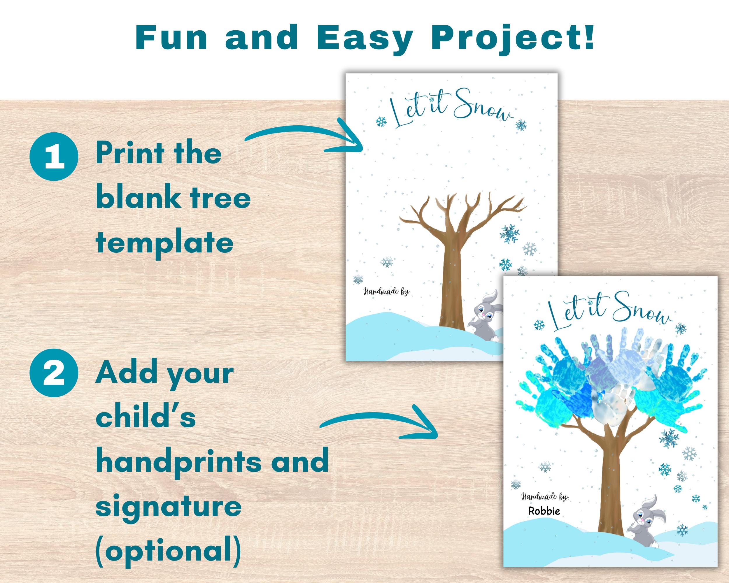 Winter Handprint Craft for Kids, Baby Snowflake Tree Art Keepsake, Hand ...