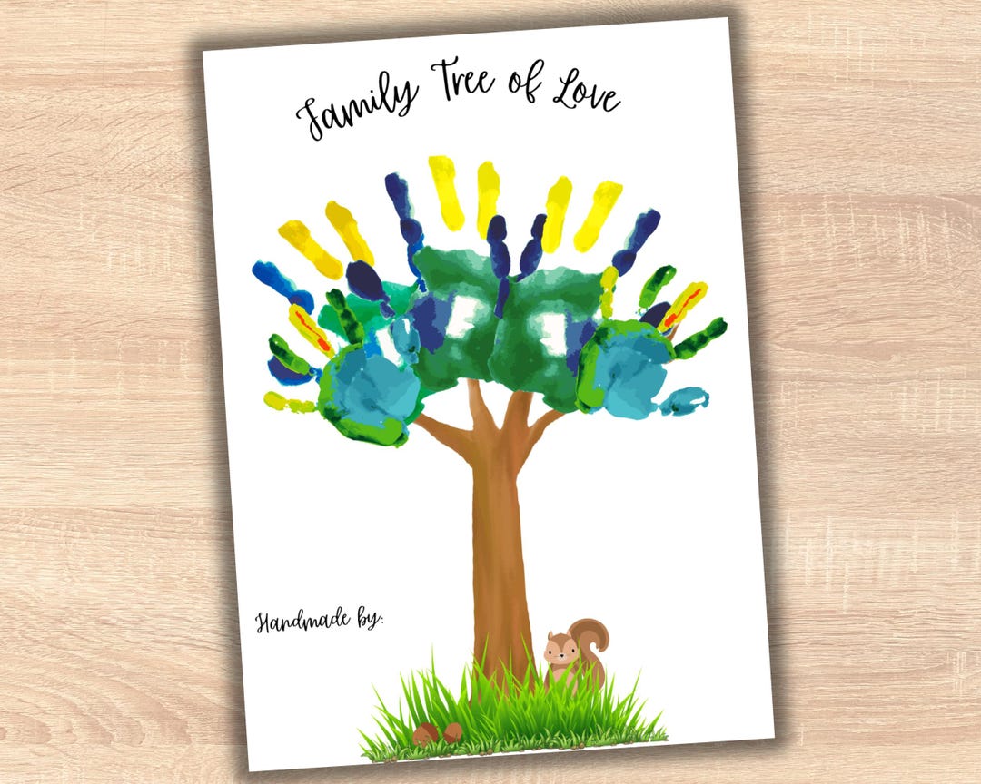 Family Tree Handprint Craft Keepsake for Kids, Grandparents Gift Idea ...