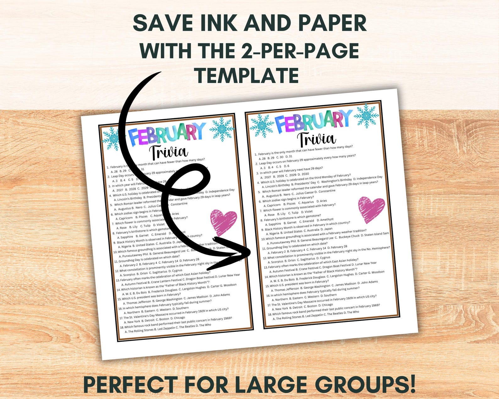 February Trivia Quiz Game Printable, Answers, Winter Season Game Night ...