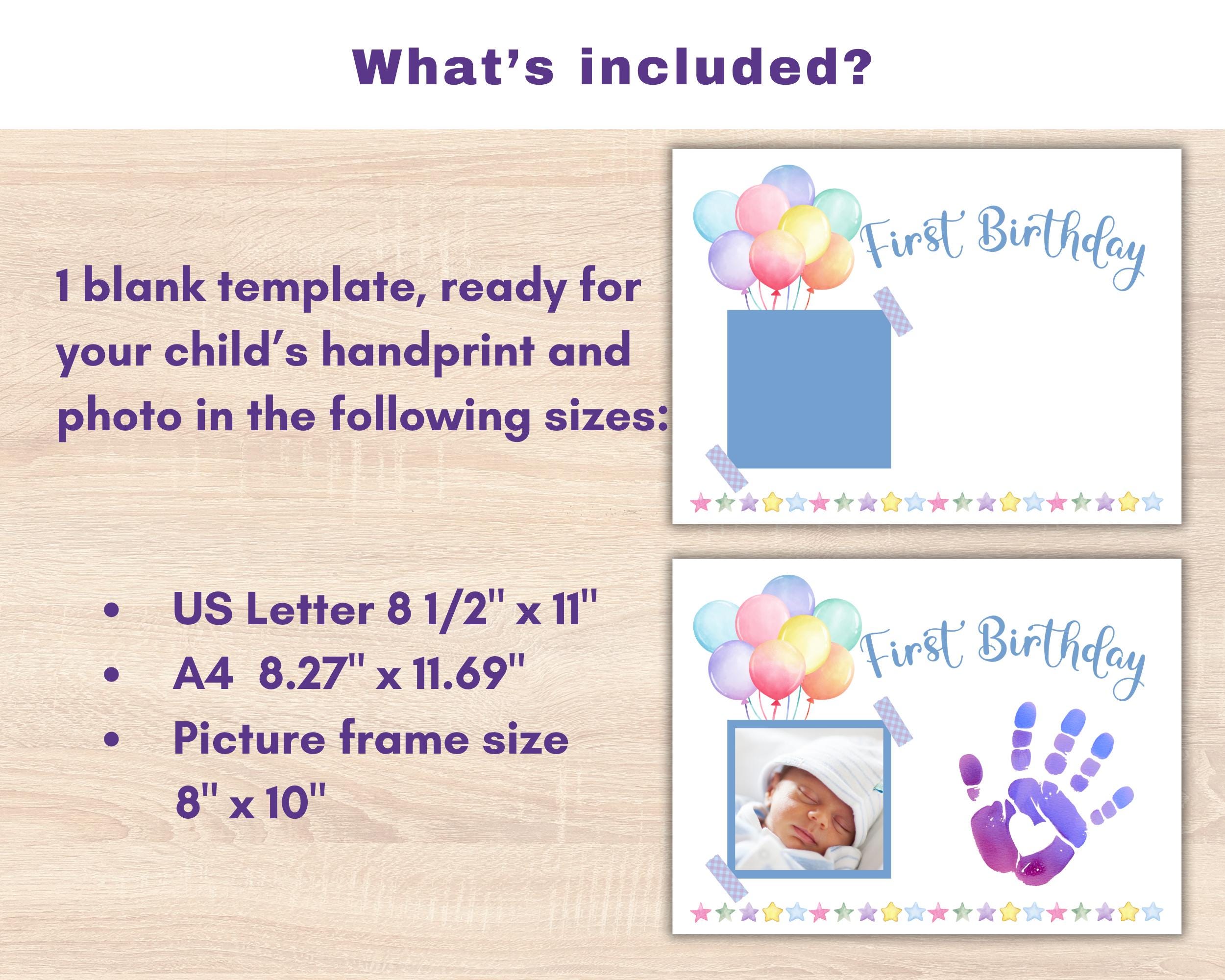 Baby's 1st Birthday Handprint Photo Frame Art Keepsake, Memento Baby ...