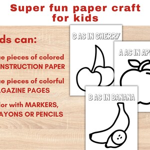 Torn Paper Craft for Kids ABC FRUIT, Easy Paper Crafts Idea Tear Rip ...