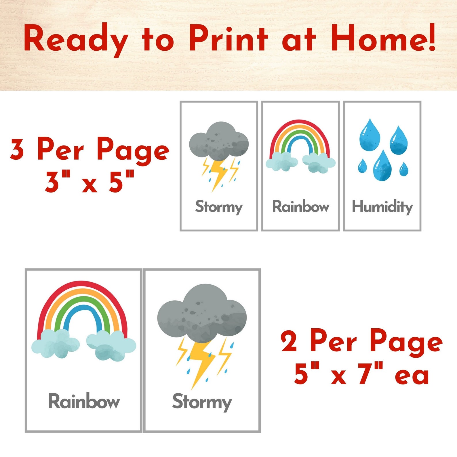 Weather Flashcards for Kids, Homeschool Education Flash Cards, 16 ...