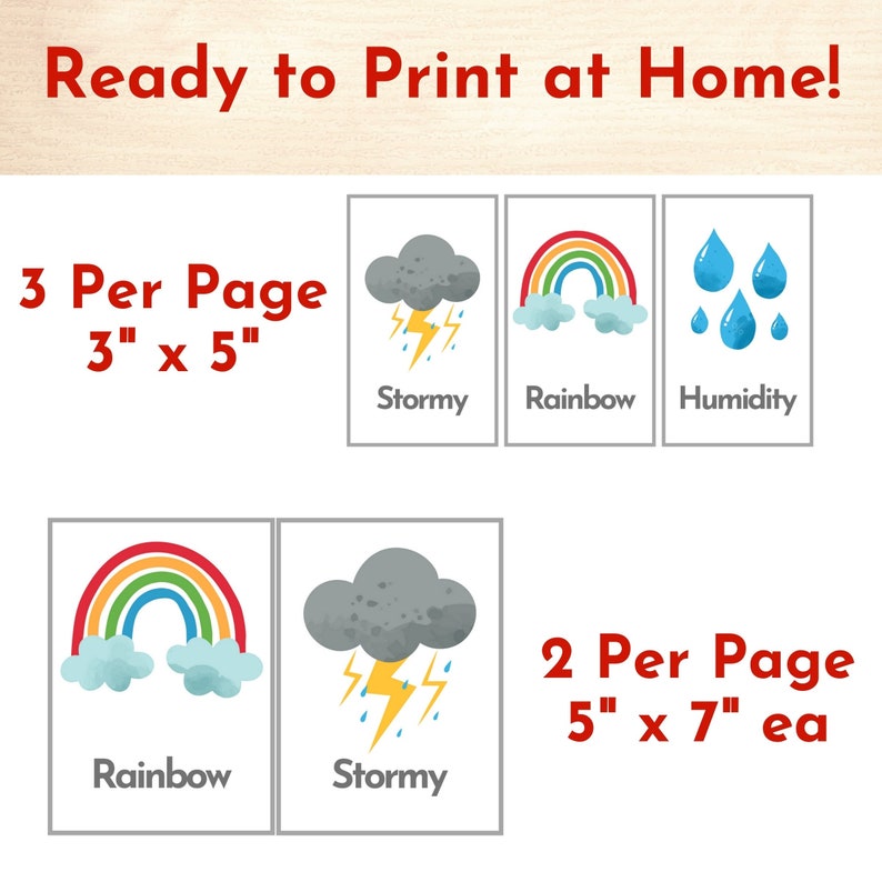 Weather Flashcards for Kids, Homeschool Education Flash Cards, 16 ...