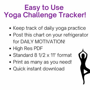 30 Day Yoga Challenge Printable Tracker Chart, STAY MOTIVATED With This ...