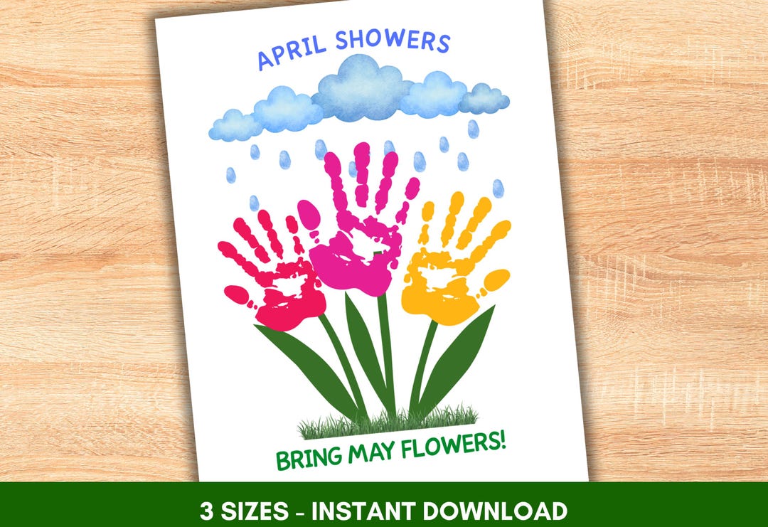 Spring Handprint Fingerprint Craft for Kids, Flowers Hand Print Art ...