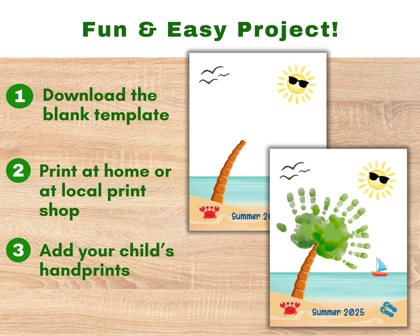 Summer Handprint Art for Kids, Beach Baby Toddler Hand Print Craft ...