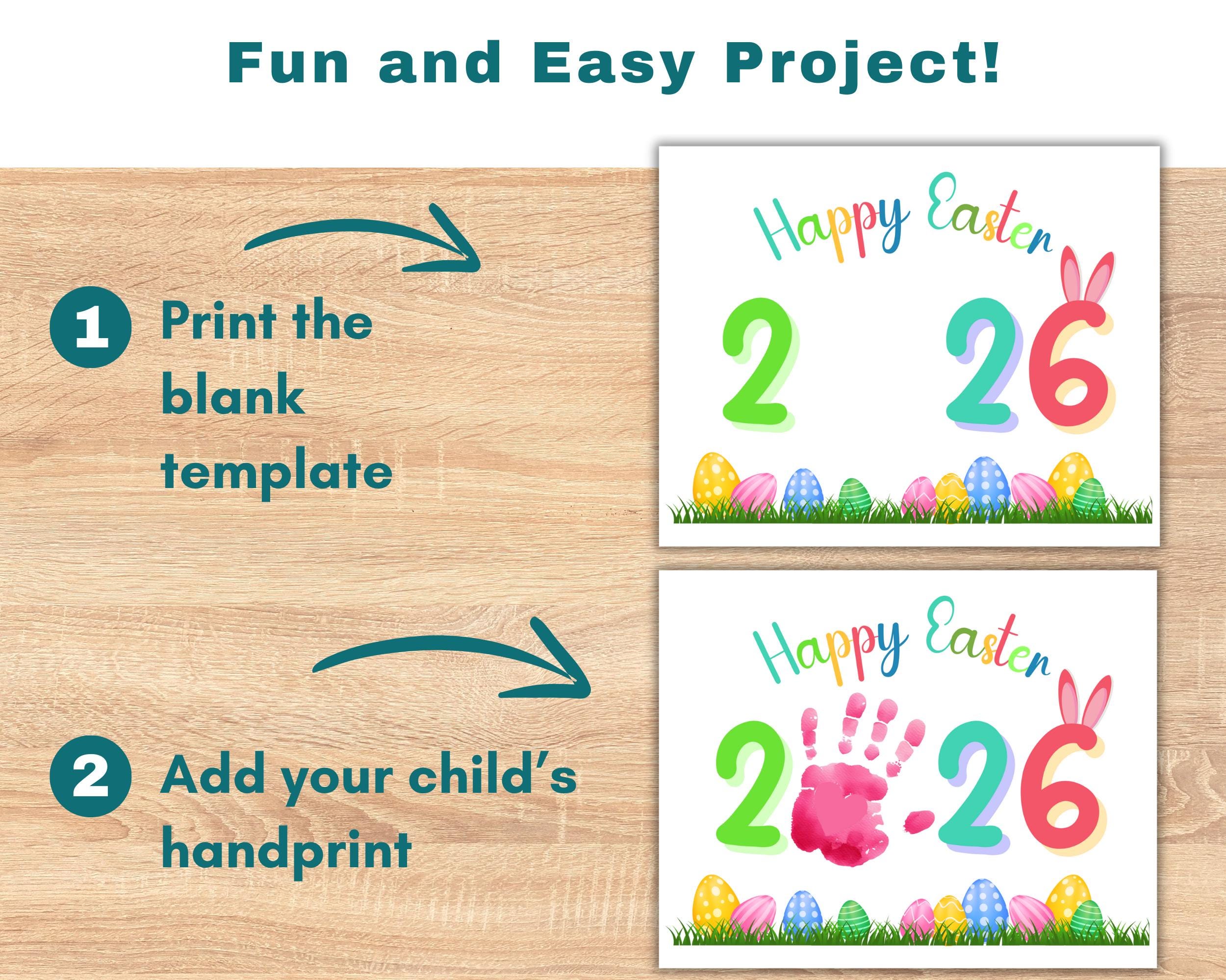 Easter Handprint Craft Keepsake, Baby's First Year Art, 2026 Easter ...