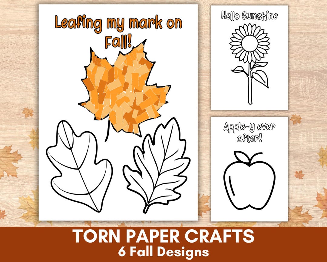 Torn Paper Crafts for Kids, Fall Art Activity Pack, Autumn Craft Bundle ...