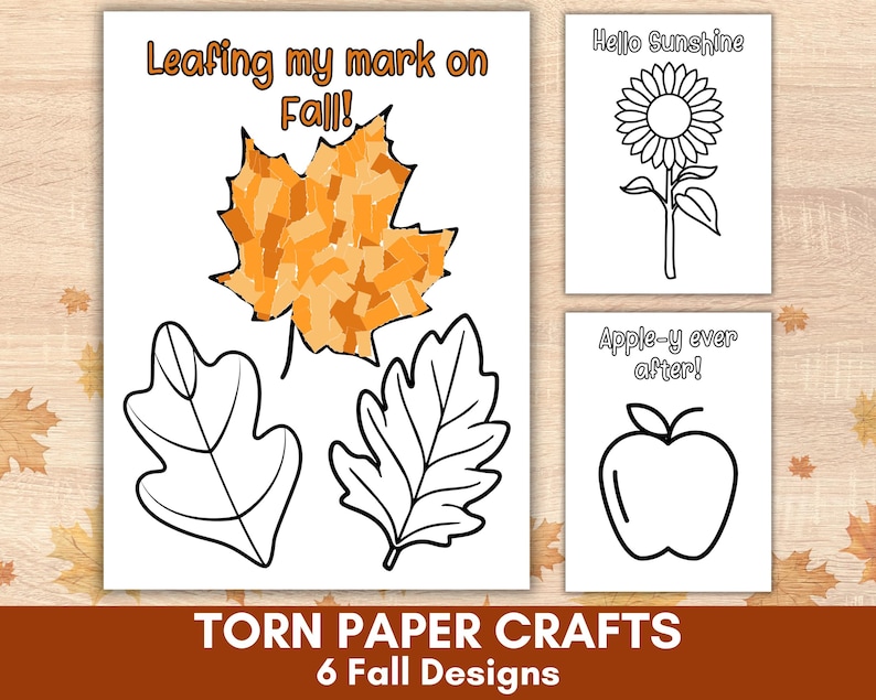 Torn Paper Crafts for Kids, Fall Art Activity Pack, Autumn Craft Bundle ...