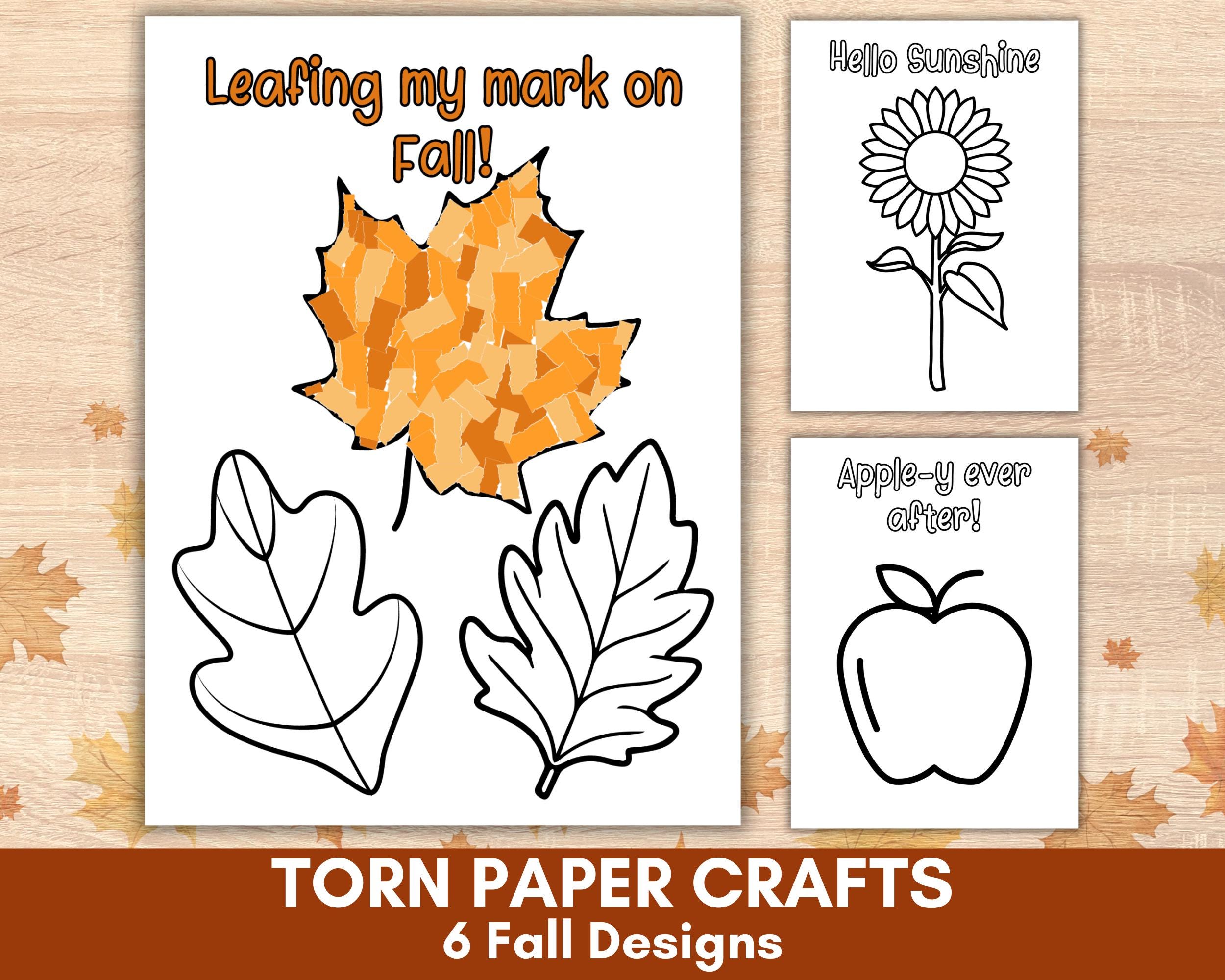 Torn Paper Crafts for Kids, Fall Art Activity Pack, Autumn Craft Bundle ...