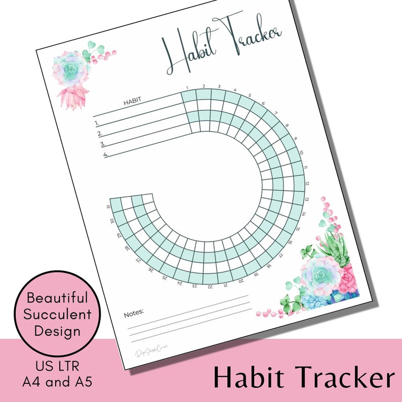 Habit Tracker Printable Circle Chart for Motivation, Easy to Use ...