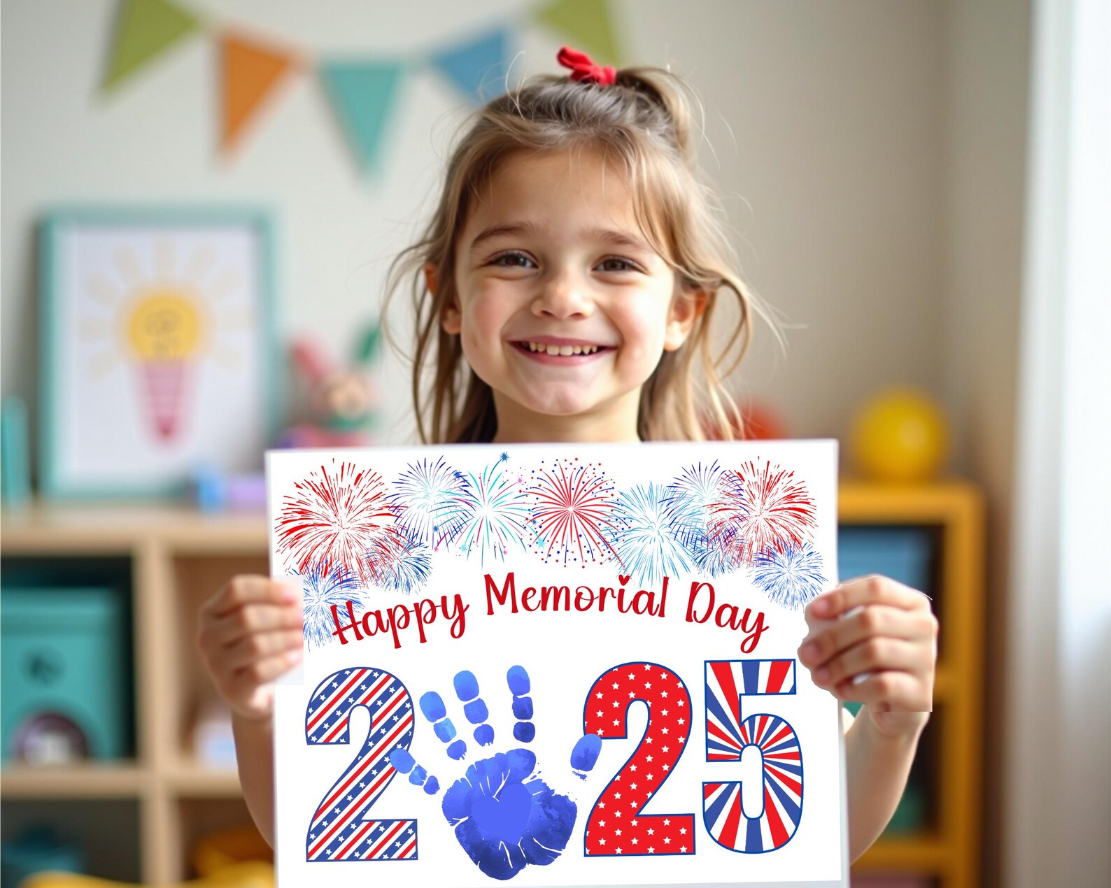 Memorial Day Handprint Craft Keepsake, Patriotic Handprint Art Activity ...