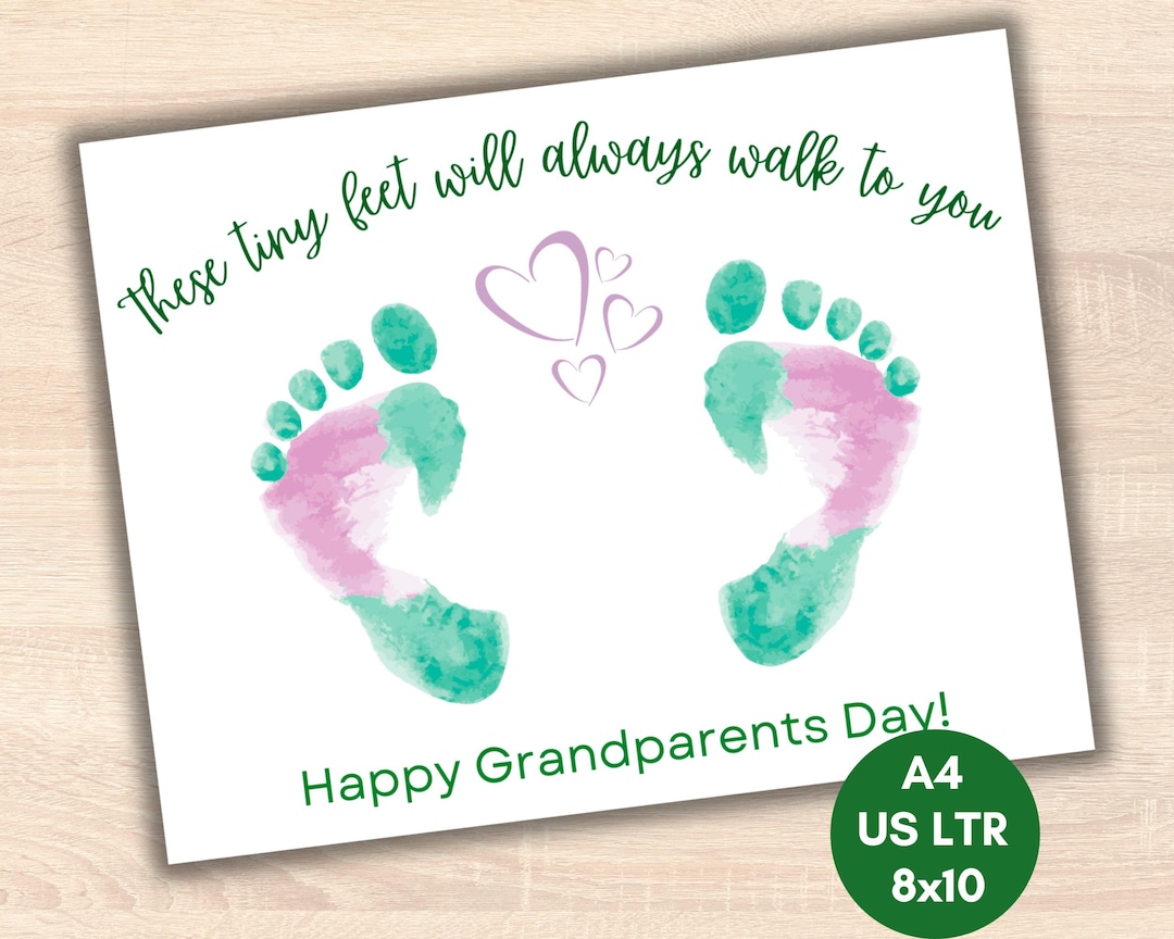 Grandparents Day Footprint Craft Keepsake, Baby's Foot Print Memories ...