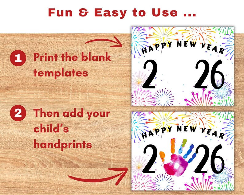 NEW YEAR Handprint Craft for Kids, Keepsake 2026, Happy New Years Eve ...