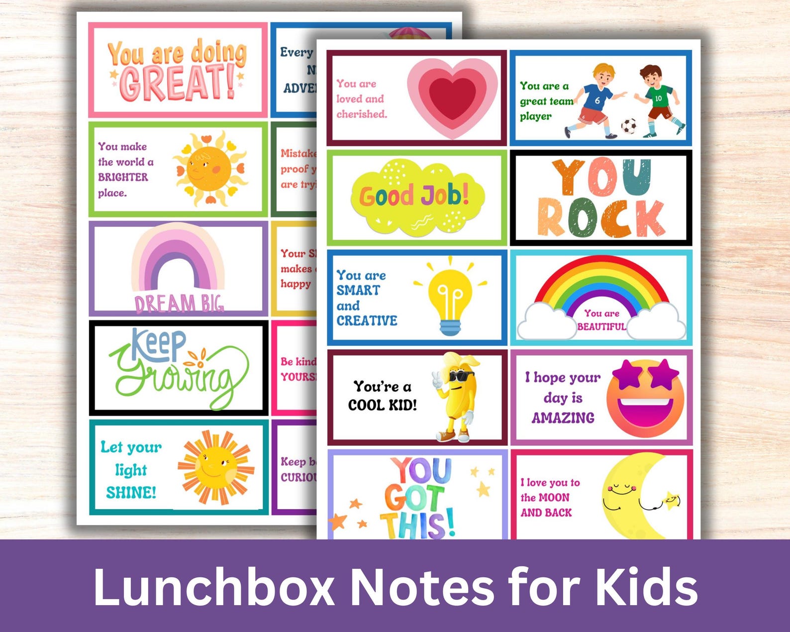 Lunchbox Notes for Kids, Positive Lunch Box Affirmations, Note Cards ...