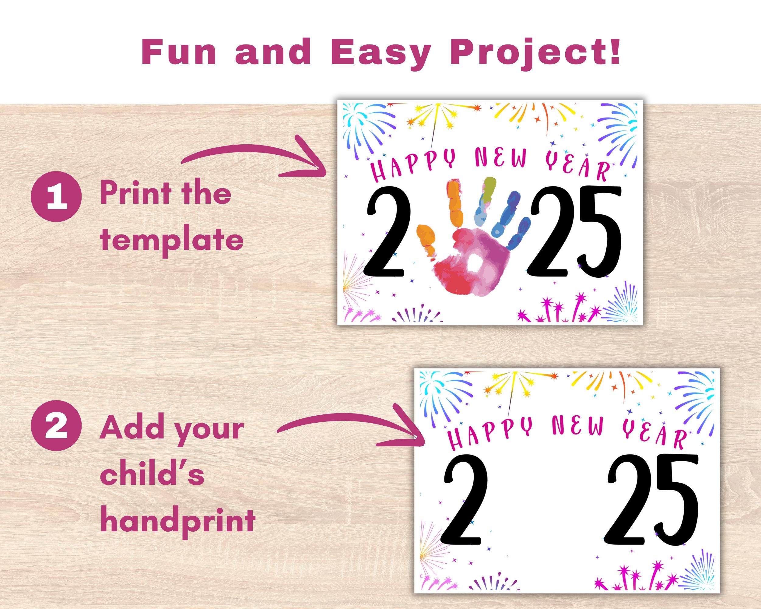NEW YEAR Handprint Craft for Kids, Keepsake 2025, Happy New Years Eve ...