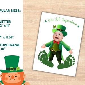 St Patrick's Day Footprint Photo Keepsake, Editable Baby's First ...