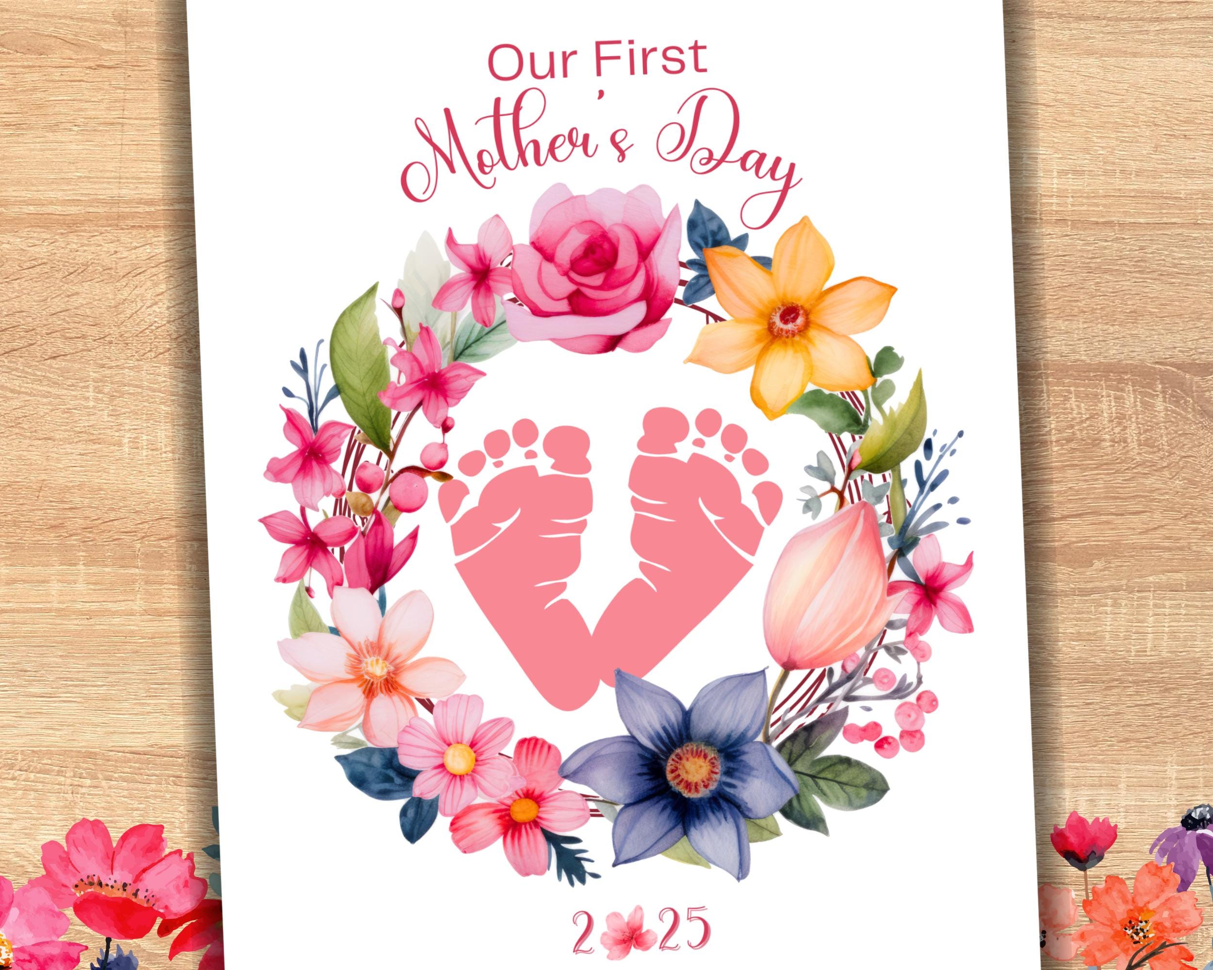 Mother's Day Handprint Art Keepsake, Our First Gift for Mom Wall Art ...