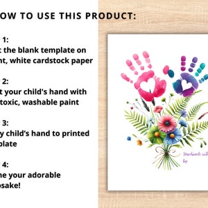 Handprint Art Craft for Kids Keepsake Gift, Flower Bouquet Hand Print ...