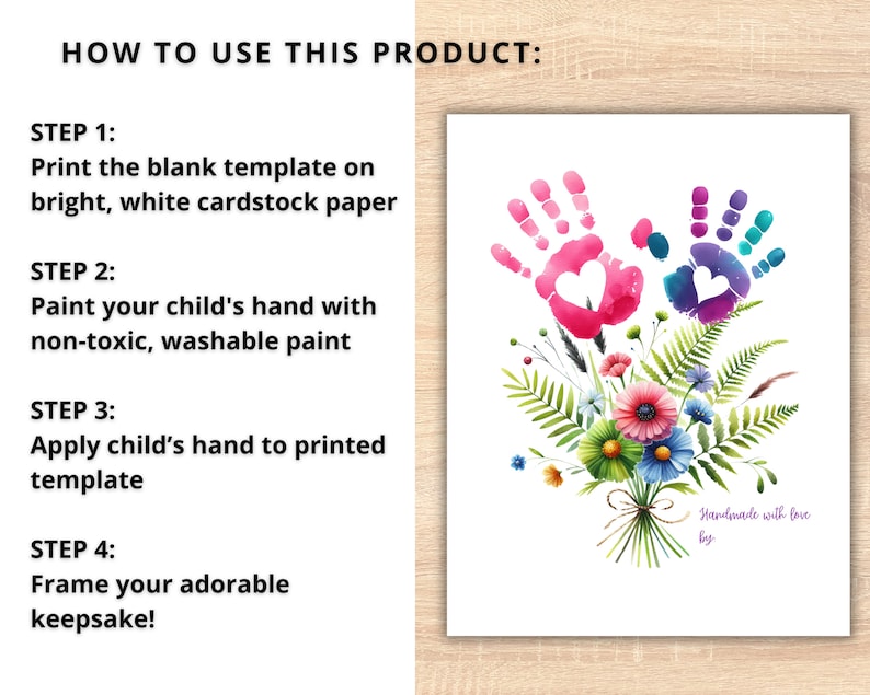 Handprint Art Craft for Kids Keepsake Gift, Flower Bouquet Hand Print ...