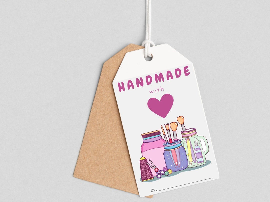 Handmade With Love Tags Printable Gift Tags Handmade Items - Etsy