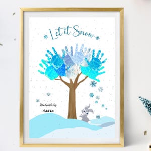 Winter Handprint Craft for Kids, Baby Snowflake Tree Art Keepsake, Hand ...
