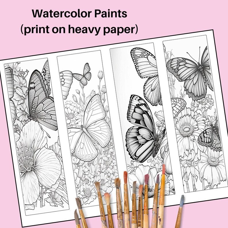 Coloring Bookmarks Butterfly and Flowers to Color for Adults and Teens ...