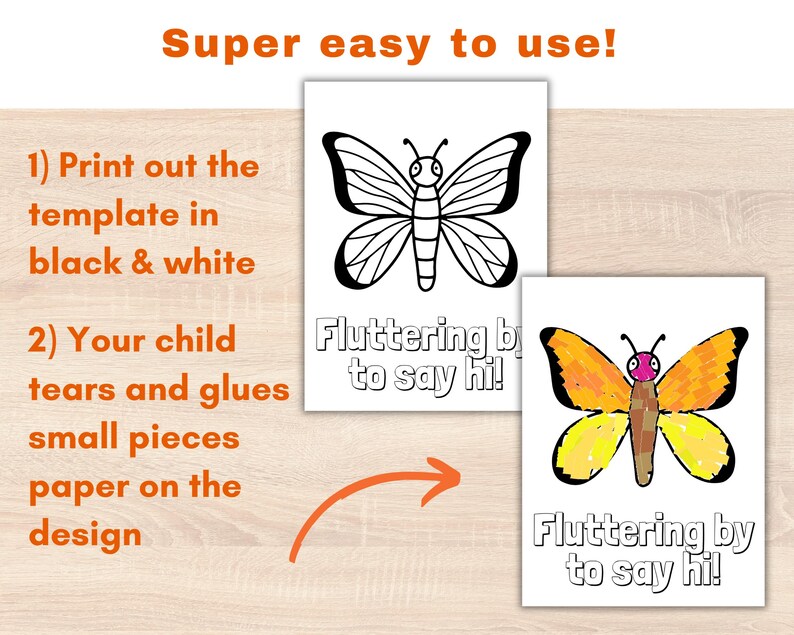 Butterfly Craft for Kids, Spring Bees Butterflies Easy Paper Crafts Art ...