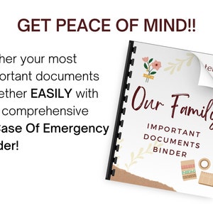 Emergency Planner - Life Organizer Printable - Important Documents ...