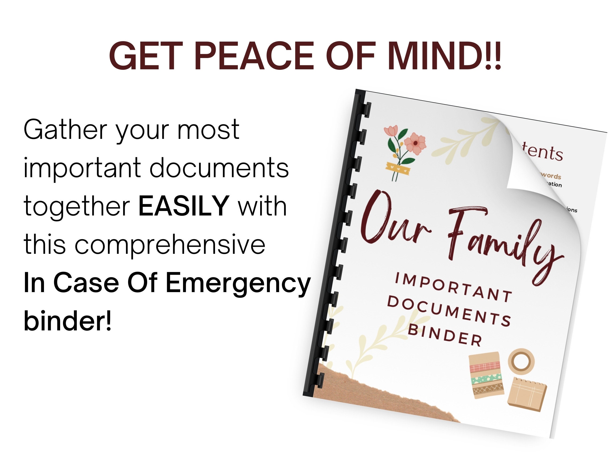 Emergency Planner - Life Organizer Printable - Important Documents ...
