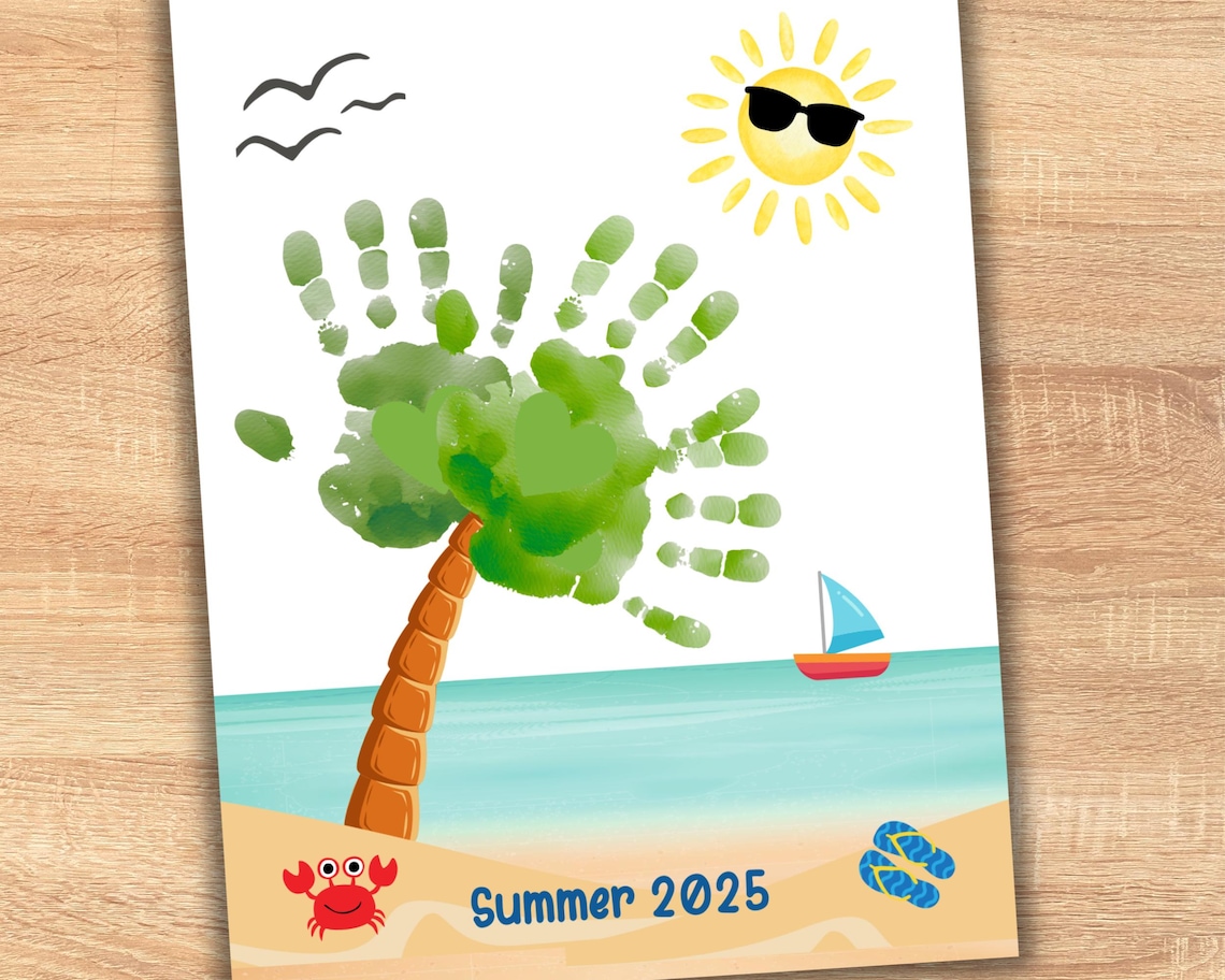 Summer Handprint Art for Kids, Beach Baby Toddler Hand Print Craft ...