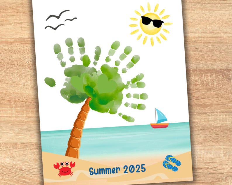 Summer Handprint Art for Kids, Beach Baby Toddler Hand Print Craft ...