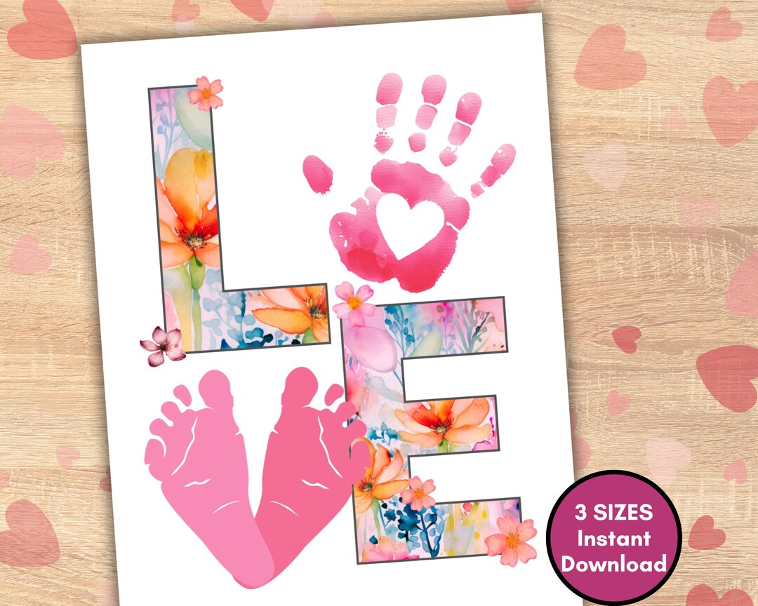 Love Handprint Art Keepsake, Hand Footprint Activity, Mothers Dad ...