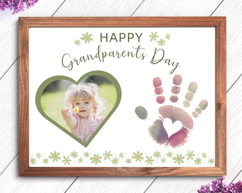 Grandparents Day Handprint Photo Keepsake, Editable Baby Hand Print ...