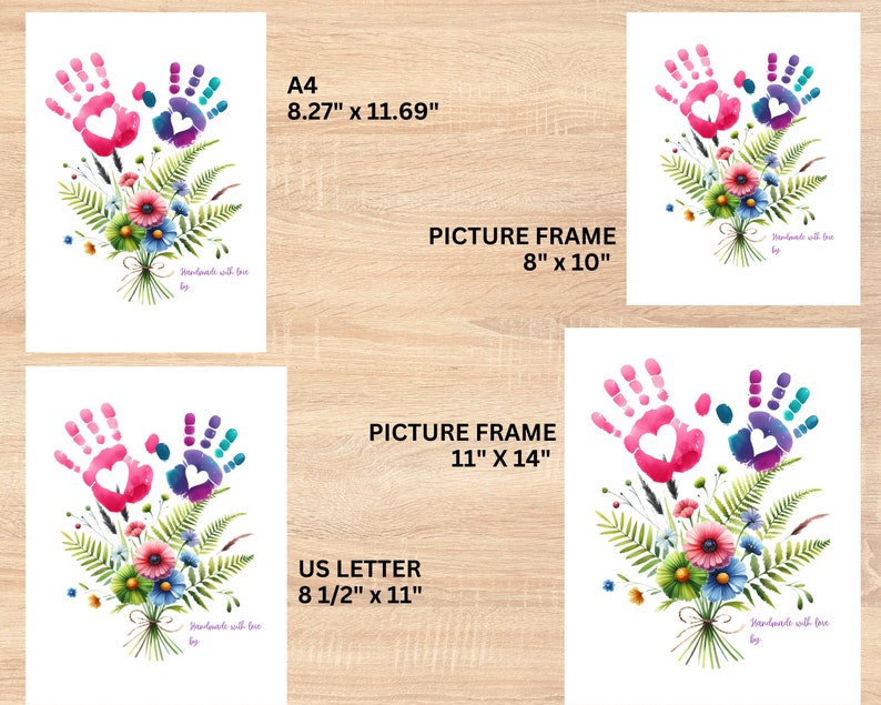 Handprint Art Craft for Kids Keepsake Gift, Flower Bouquet Hand Print ...
