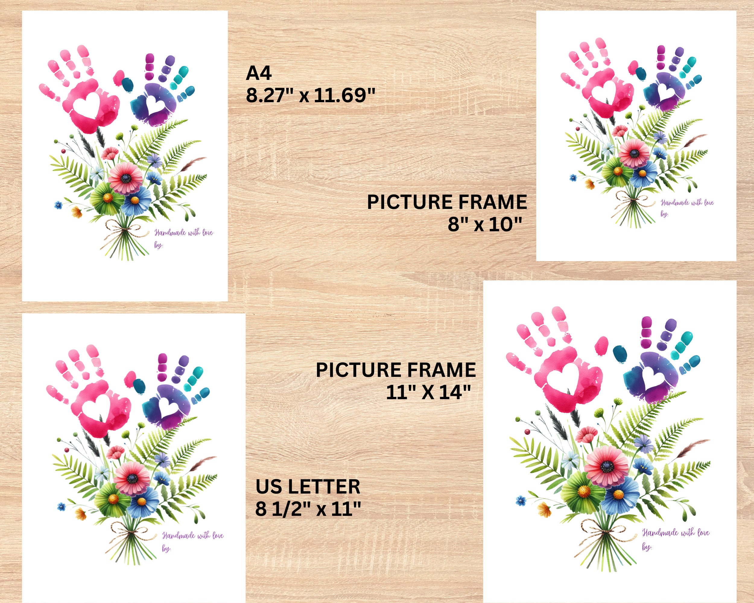 Handprint Art Craft for Kids Keepsake Gift, Flower Bouquet Hand Print ...