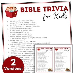 Kids Bible Trivia Quiz Game Printable, Questions and Answers, Christian ...