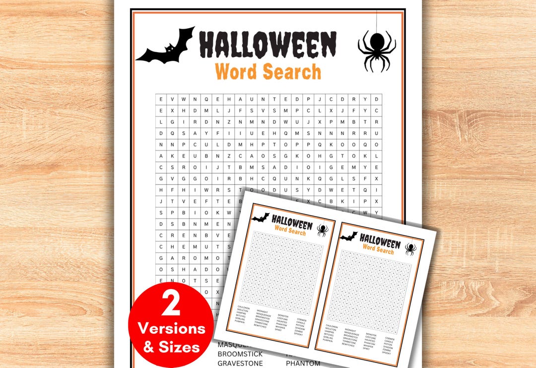 Halloween Word Search Game Printable, With Answers, Family Holiday ...