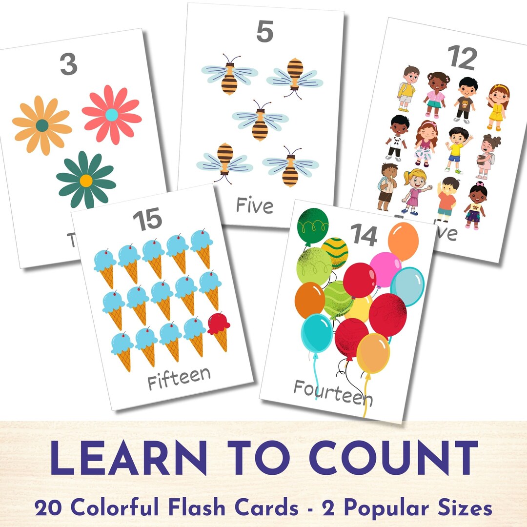 Tarjetas didácticas imprimibles Números 1-20 Educación - Etsy España