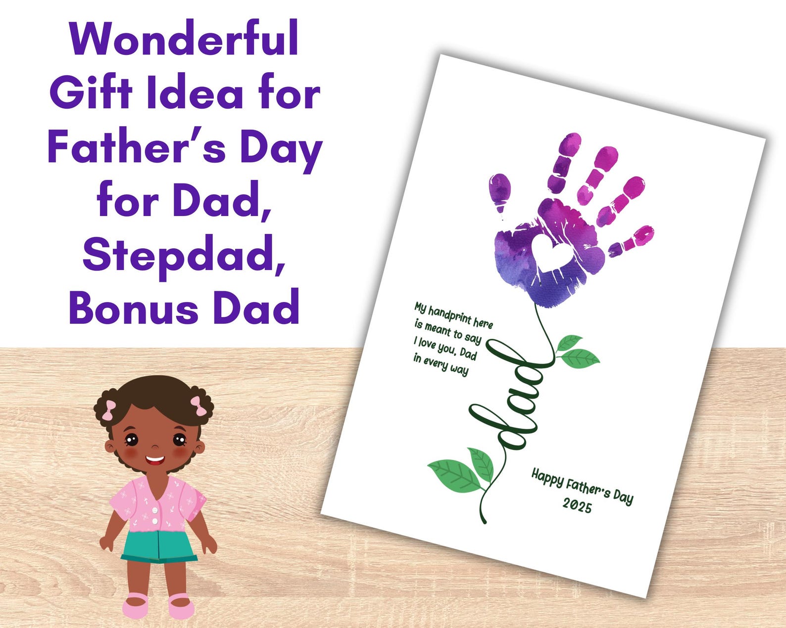 Fathers Day Handprint Art, Dad Flower Poem Craft, 2025 Gift for Dad ...