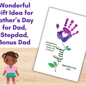Fathers Day Handprint Art, Dad Flower Poem Craft, 2025 Gift for Dad ...