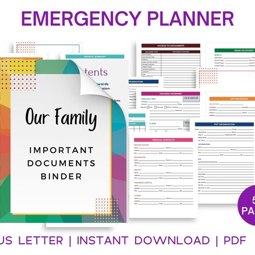 Emergency Binder Emergency Preparedness Printable in Case of - Etsy