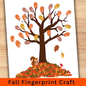 Fall Fingerprint Art for Kids, Autumn Tree Baby Toddler Thumbprint ...