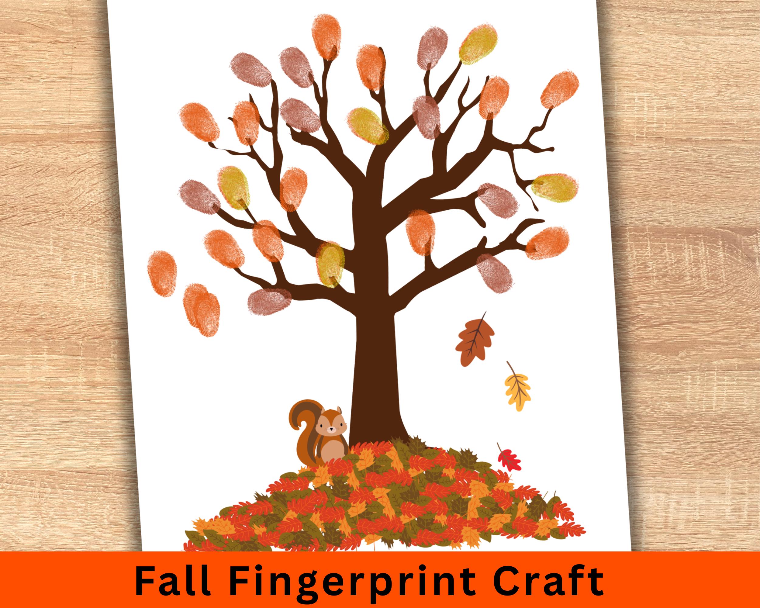 Fall Fingerprint Art for Kids, Autumn Tree Baby Toddler Thumbprint ...
