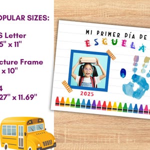First Day of School Handprint Craft Spanish Photo Frame Keepsake, 2025 ...
