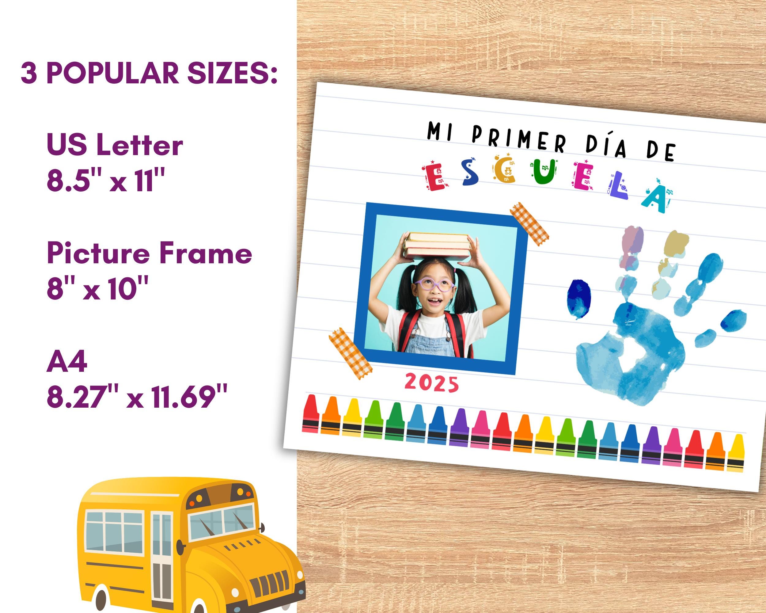 First Day of School Handprint Craft Spanish Photo Frame Keepsake, 2025 ...