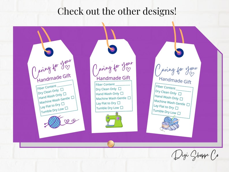 Crochet Printable Care Tags for Handmade Gifts, Laundry Instruction ...