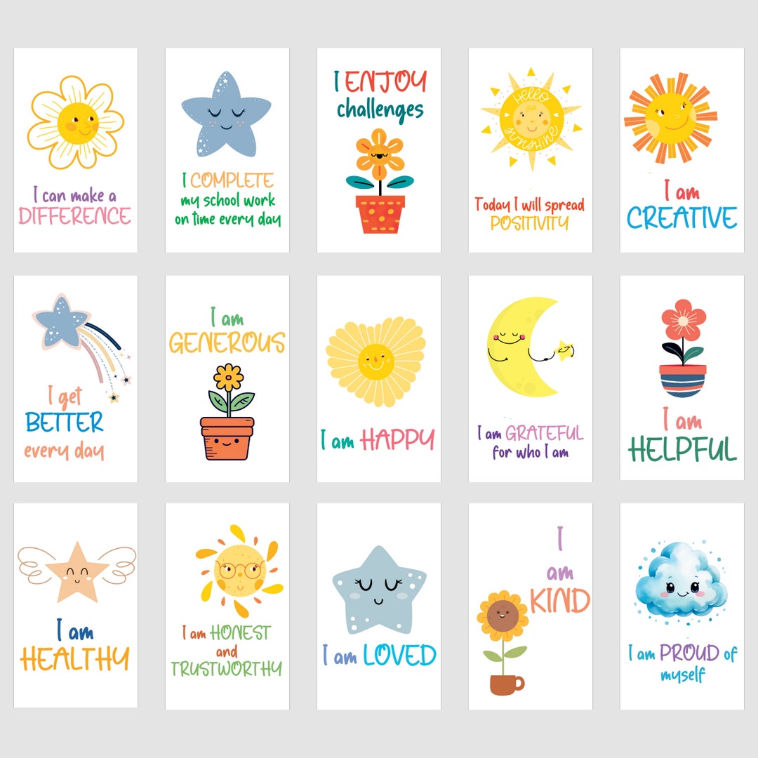 Affirmation Flash Cards for Kids, Positive Motivational Flashcards for ...