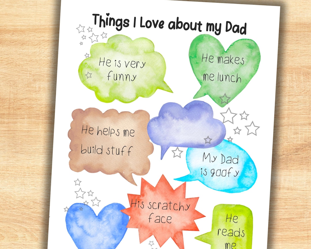 Things I Love About DAD Writing Activity for Kids, Teach Gratitude ...