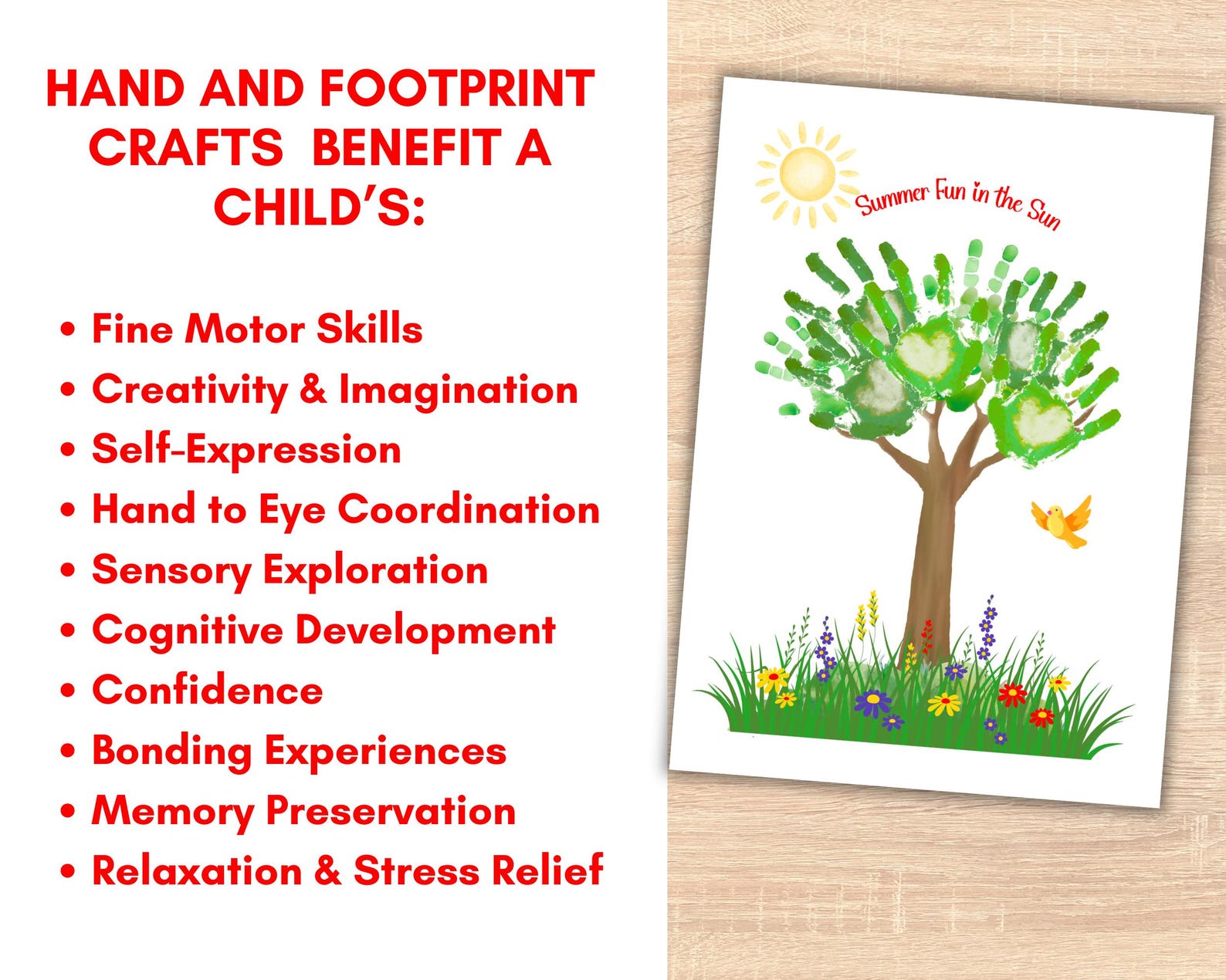 Summer Handprint Art for Kids, Baby Toddler Hello Summer Tree Craft ...